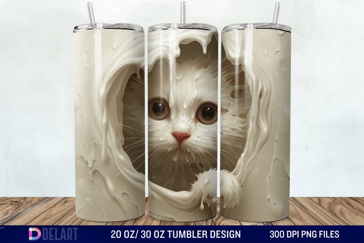 3D Melting Cat Tumbler wrap