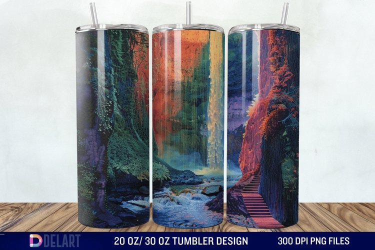 3D Multnomah Falls Oregon Tumbler Wrap