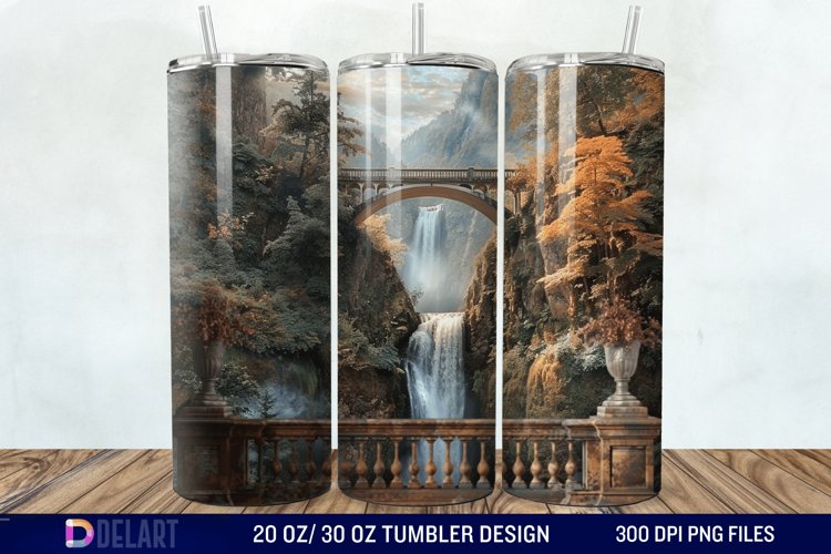 3D Multnomah Falls Oregon Tumbler Wrap