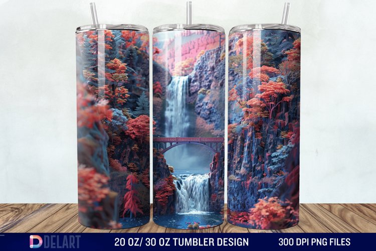 3D Multnomah Falls Oregon Tumbler Wrap