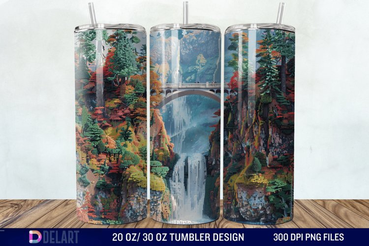 3D Multnomah Falls Oregon Tumbler Wrap