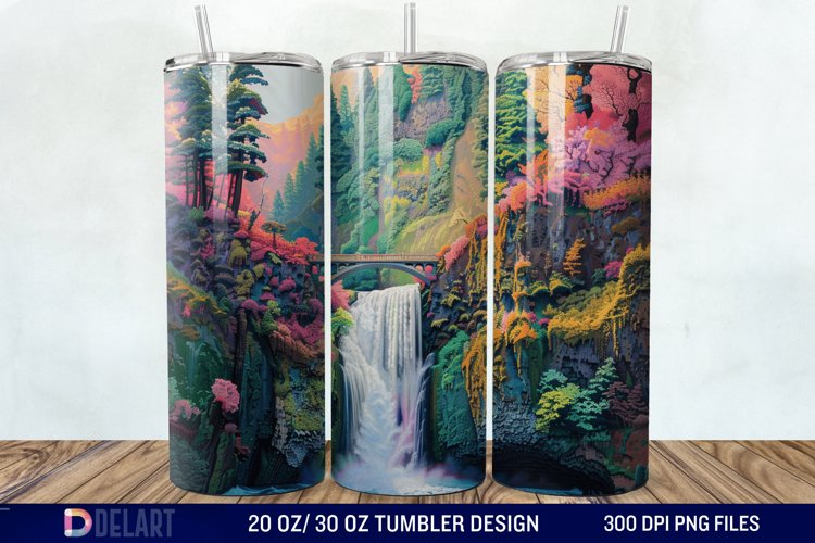 3D Multnomah Falls Oregon Tumbler Wrap