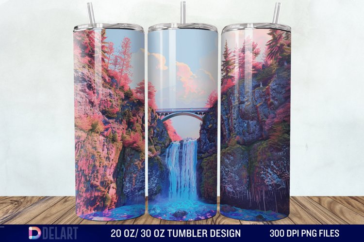 3D Multnomah Falls Oregon Tumbler Wrap