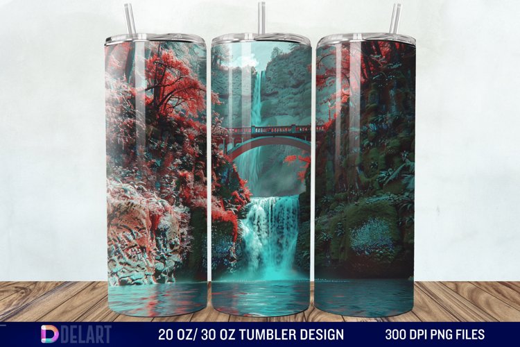 3D Multnomah Falls Oregon Tumbler Wrap