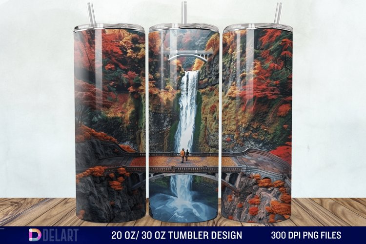 3D Multnomah Falls Oregon Tumbler Wrap