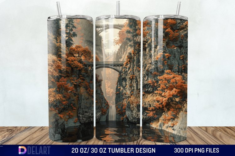 3D Multnomah Falls Oregon Tumbler Wrap