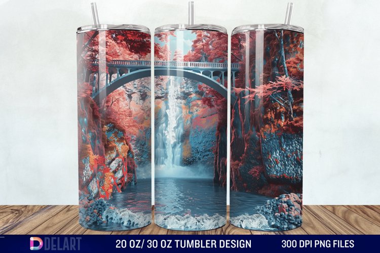 3D Multnomah Falls Oregon Tumbler Wrap