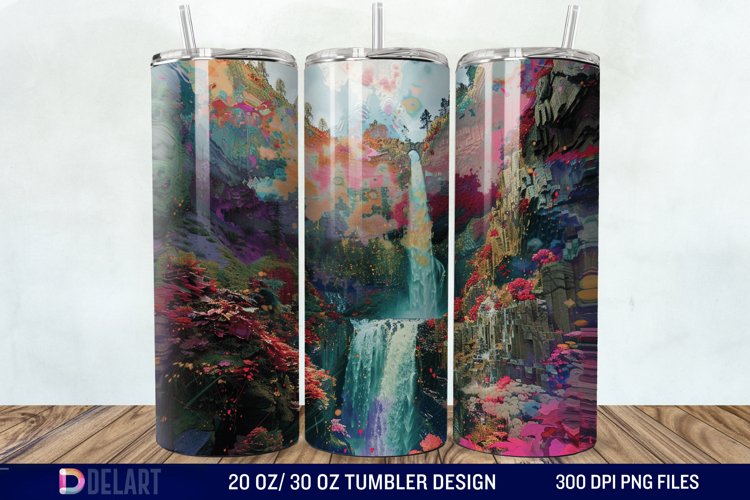 3D Multnomah Falls Oregon Tumbler Wrap