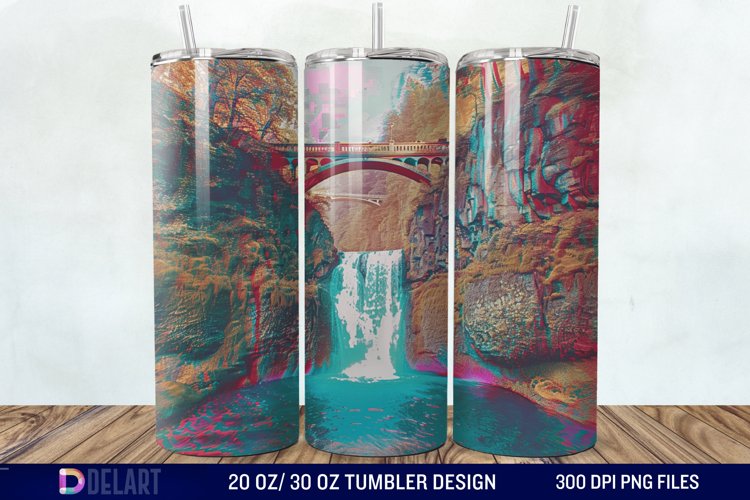 3D Multnomah Falls Oregon Tumbler Wrap