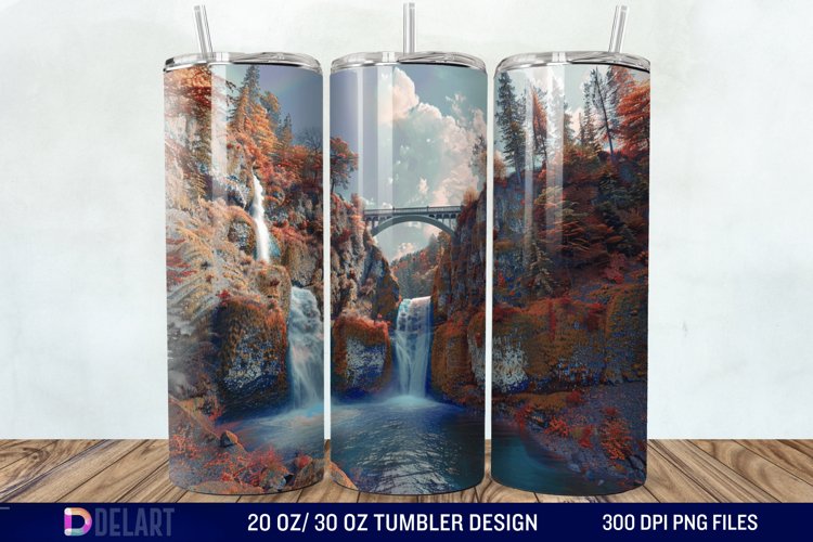 3D Multnomah Falls Oregon Tumbler Wrap