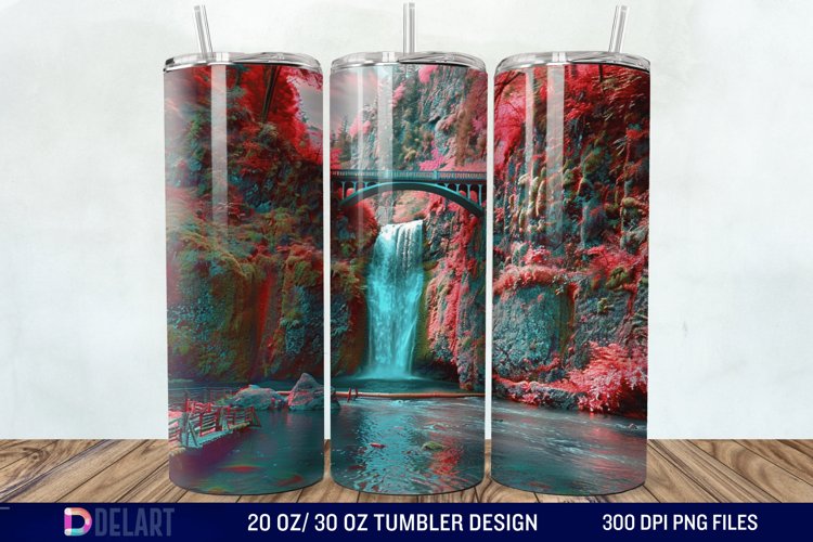 3D Multnomah Falls Oregon Tumbler Wrap