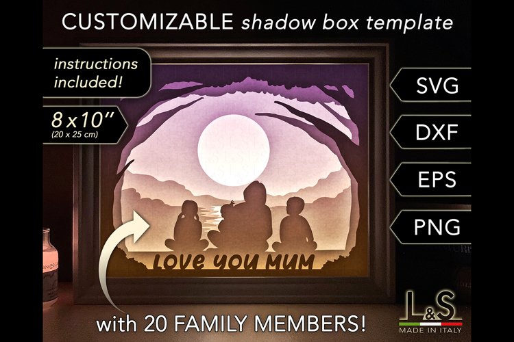 Mum Shadow Box svg File| Papercut Lightbox Template
