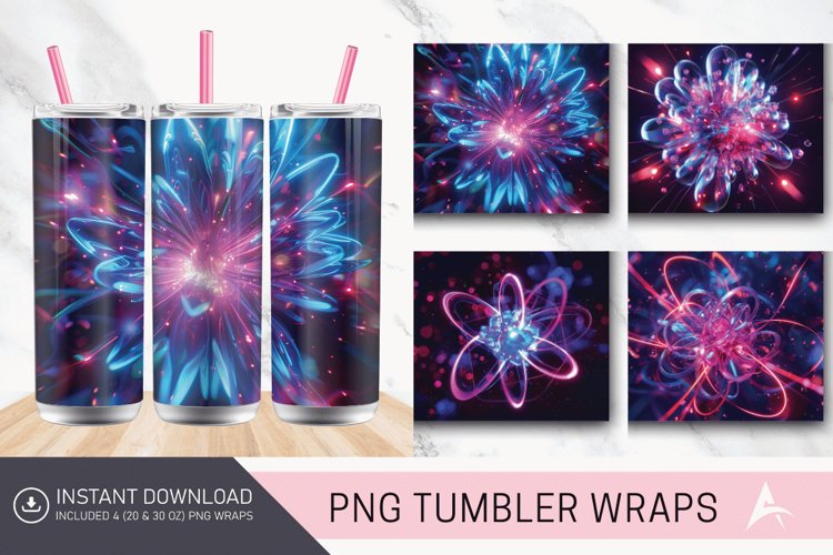 3D Neon Atomic Burst Tumbler wrap