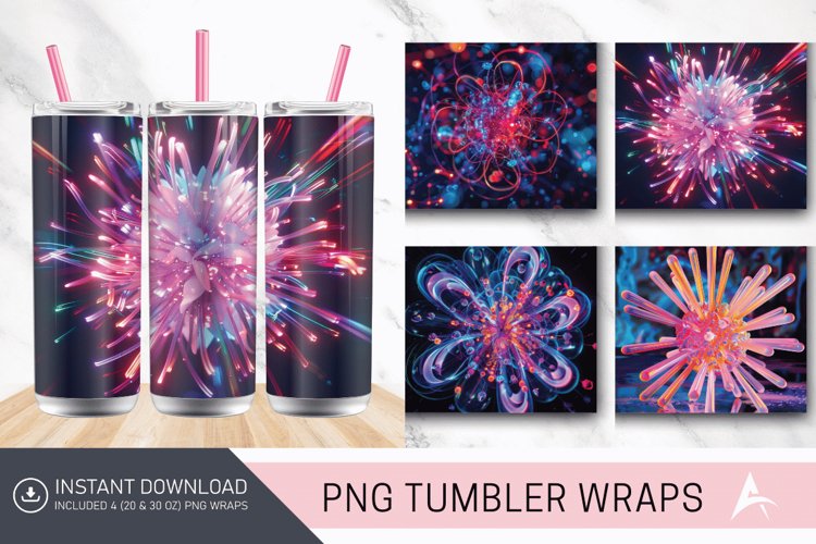 3D Neon Atomic Burst Tumbler wrap