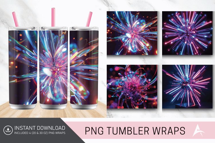 3D Neon Atomic Burst Tumbler wrap