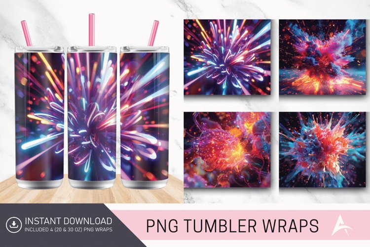 3D Neon Atomic Burst Tumbler wrap