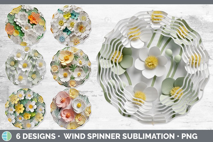 3D Paper Buttercup Flowers Wind Spinner | Sublimation Spinne