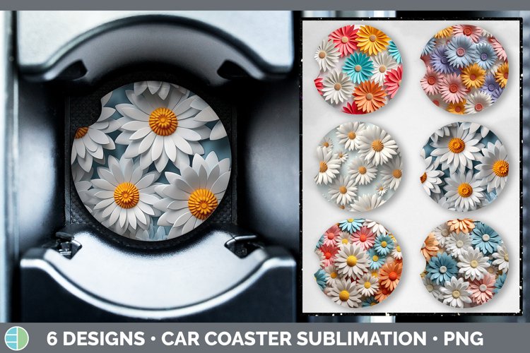 3D Paper Daisy Flowers Car Coaster | Bundle Coaster Designs