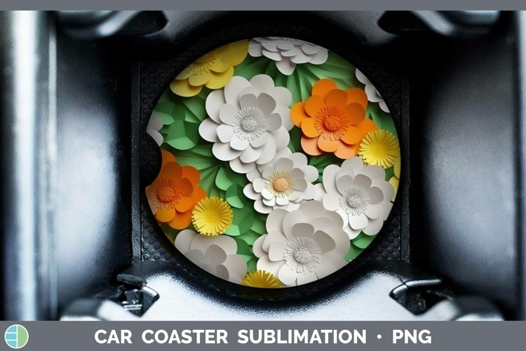 3D Paper Flowers Buttercup Car Coaster Sublimation Coaster D
