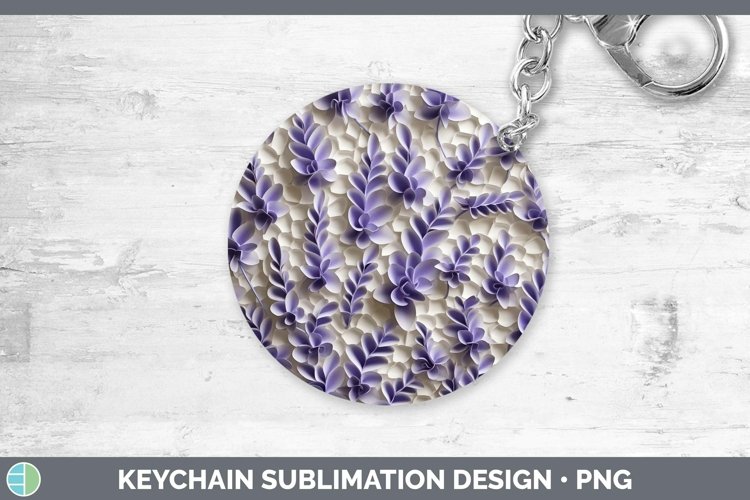 3D Paper Flowers Lavender Keychain Sublimation Keyring Desig