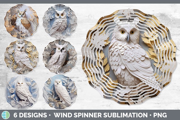 3D Paper Owl Bird Wind Spinner | Sublimation Spinner Designs