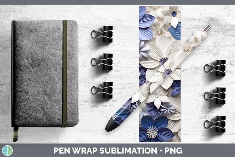 3D Periwinkle Pen Wrap | Sublimation Epoxy Pen Designs
