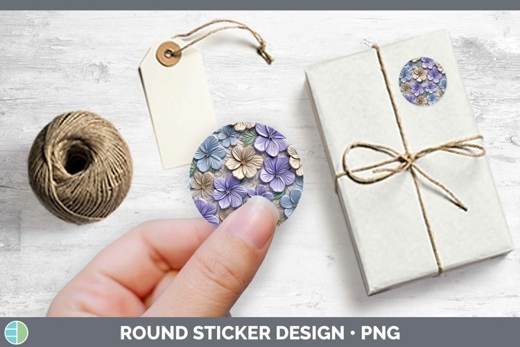 3D Periwinkle Stickers | Round Labels Designs