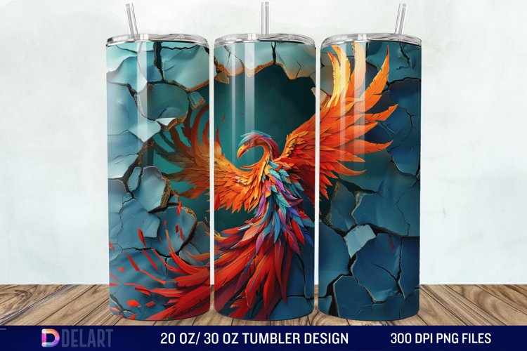 3D Phoenix Cracked Hole Tumbler Wrap