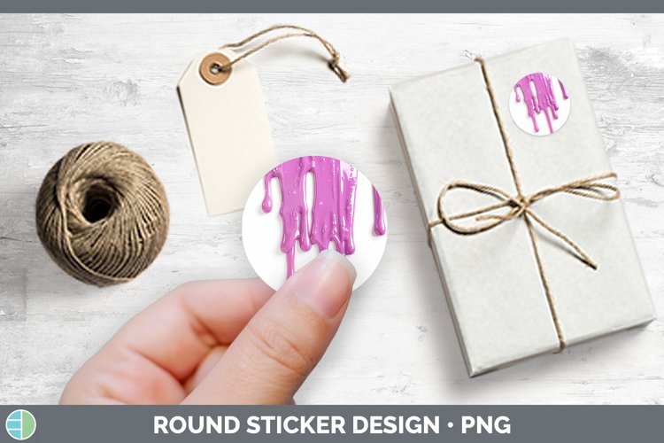3D Pink Slime Stickers | Round Labels Designs