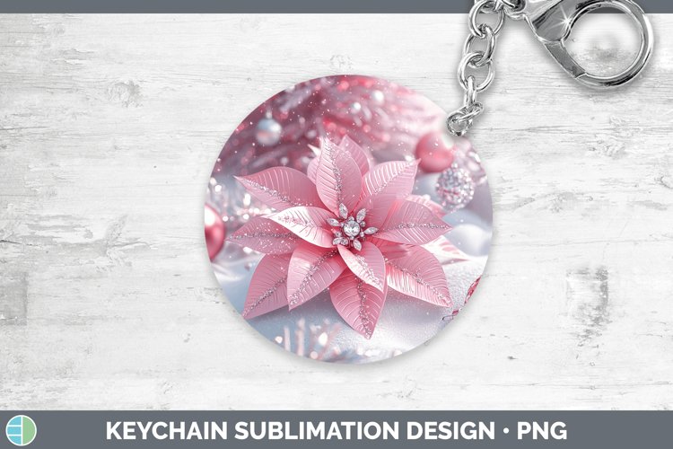 3D Poinsettia Keychain Sublimation Keyring Designs