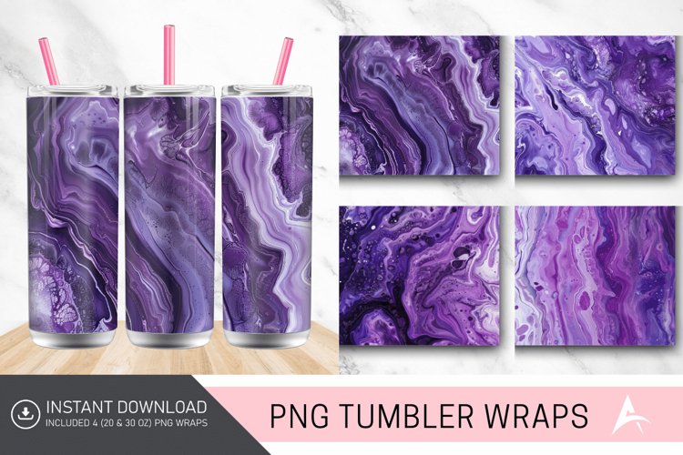 3D Purple Shades Of Acrylic Pouring Tumbler wrap