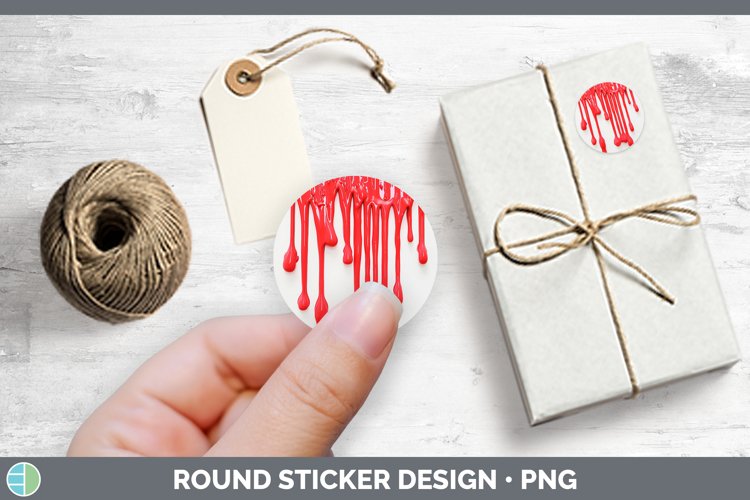 3D Red Slime Stickers | Round Labels Designs