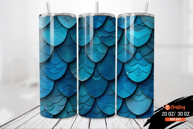 3D Seamless Turquoise Cobalt Blue Scales Tumbler wrap