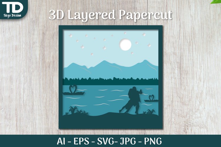 3D Shadow box Dance Scene Layered Papercut