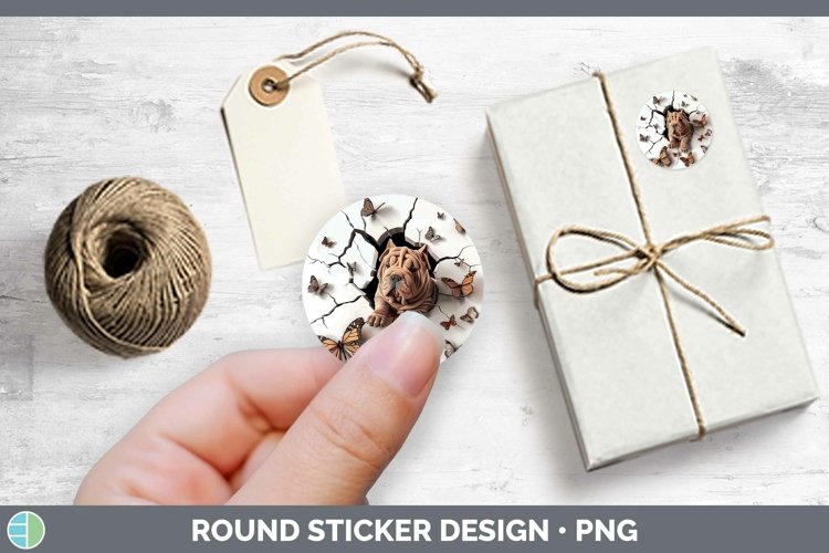 3D Shar Pei Stickers | Round Labels Designs