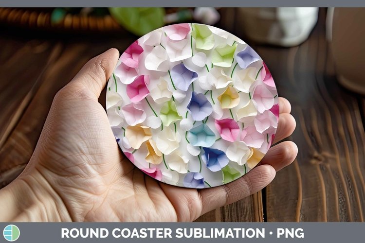 3D Sweet Pea Round Coaster | Sublimation Coaster Designs