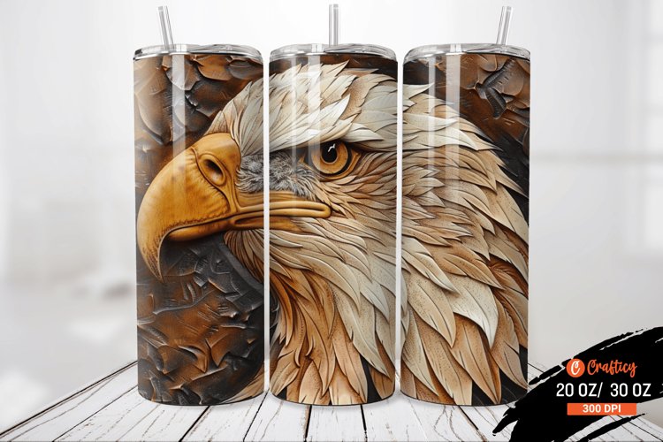 3D Tooled Leather Patriotic Bald Eagle Tumbler wrap