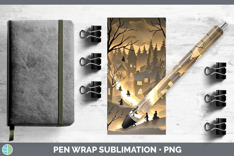 3D Village Pen Wrap Sublimation Pen Designs