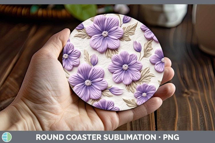 3D Violet Round Coaster | Sublimation Coaster Designs