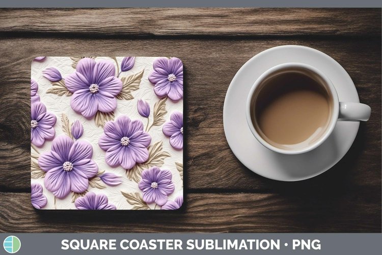 3D Violet Square Coaster | Sublimation Coaster Designs
