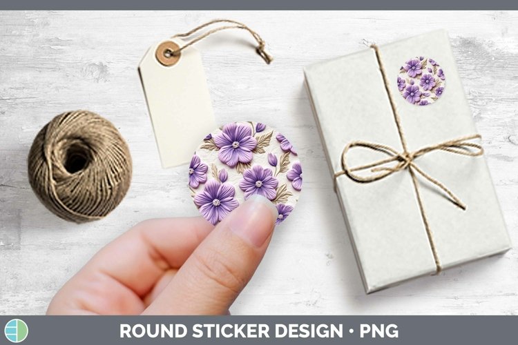 3D Violet Stickers | Round Labels Designs
