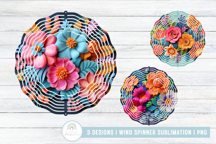 3D Vivid Flowers Wind Spinner Sublimation