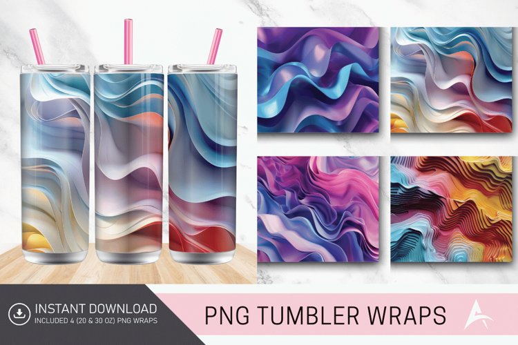 3D Wavy Abstract Tumbler wrap