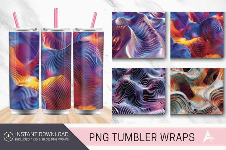 3D Wavy Abstract Tumbler wrap
