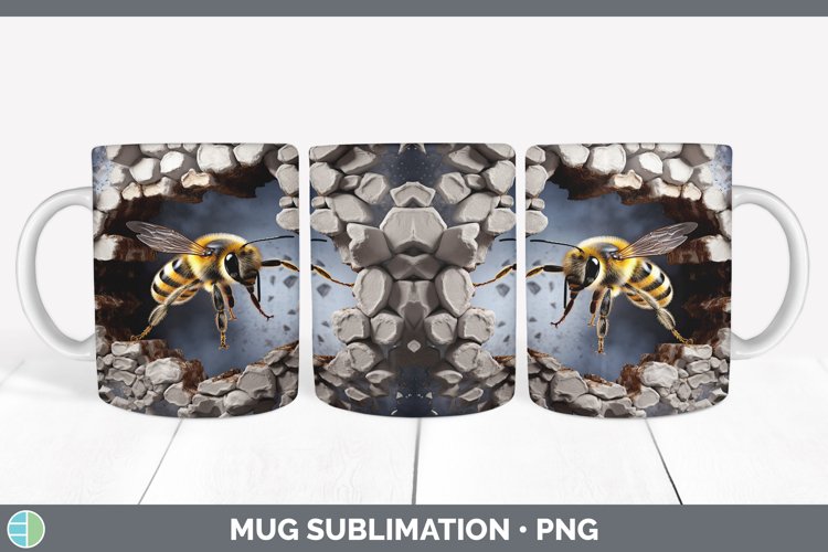 3D Winter Bee Mug Wrap Sublimation Coffee Cup Designs