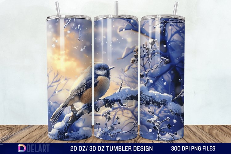 3D Winter Bird Tumbler Wrap