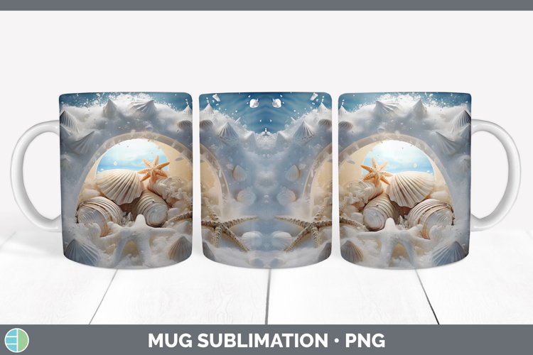 3D Winter Seashell Mug Wrap Sublimation Coffee Cup Designs