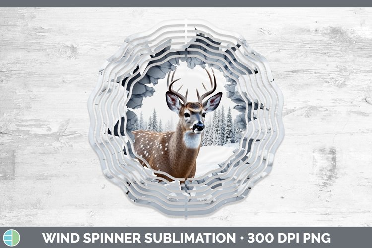 3D Winter Wall Deer Wind Spinner Sublimation Spinner Designs