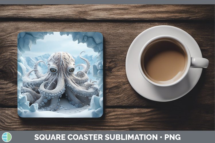 3D Winter Wall Octopus Square Coaster Sublimation Coaster De
