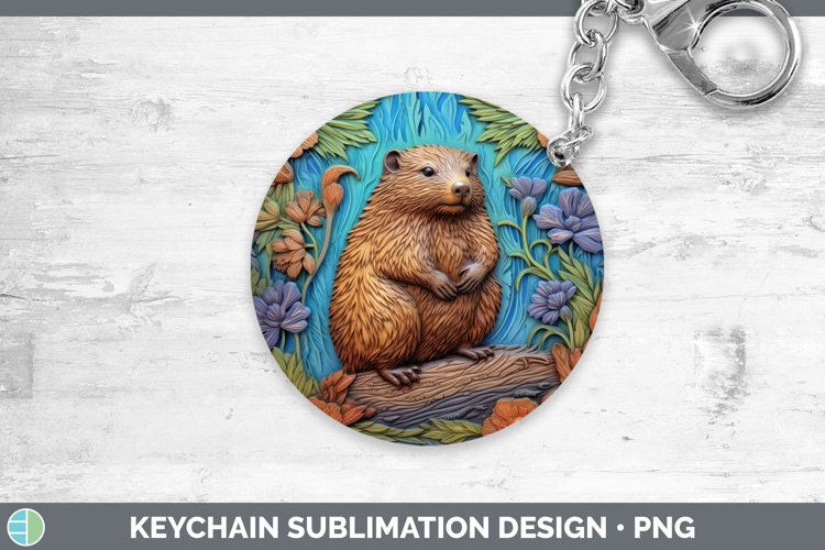3D Woodland Animals Beaver Keychain Sublimation Keyring Desi
